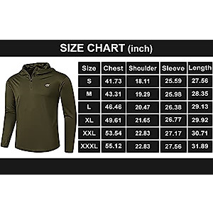 Satankud Mens UPF 50+ UV Sun Protection Hoodie Thumb Long Sleeve Fishing Shirt ArmyGreen XX-Large