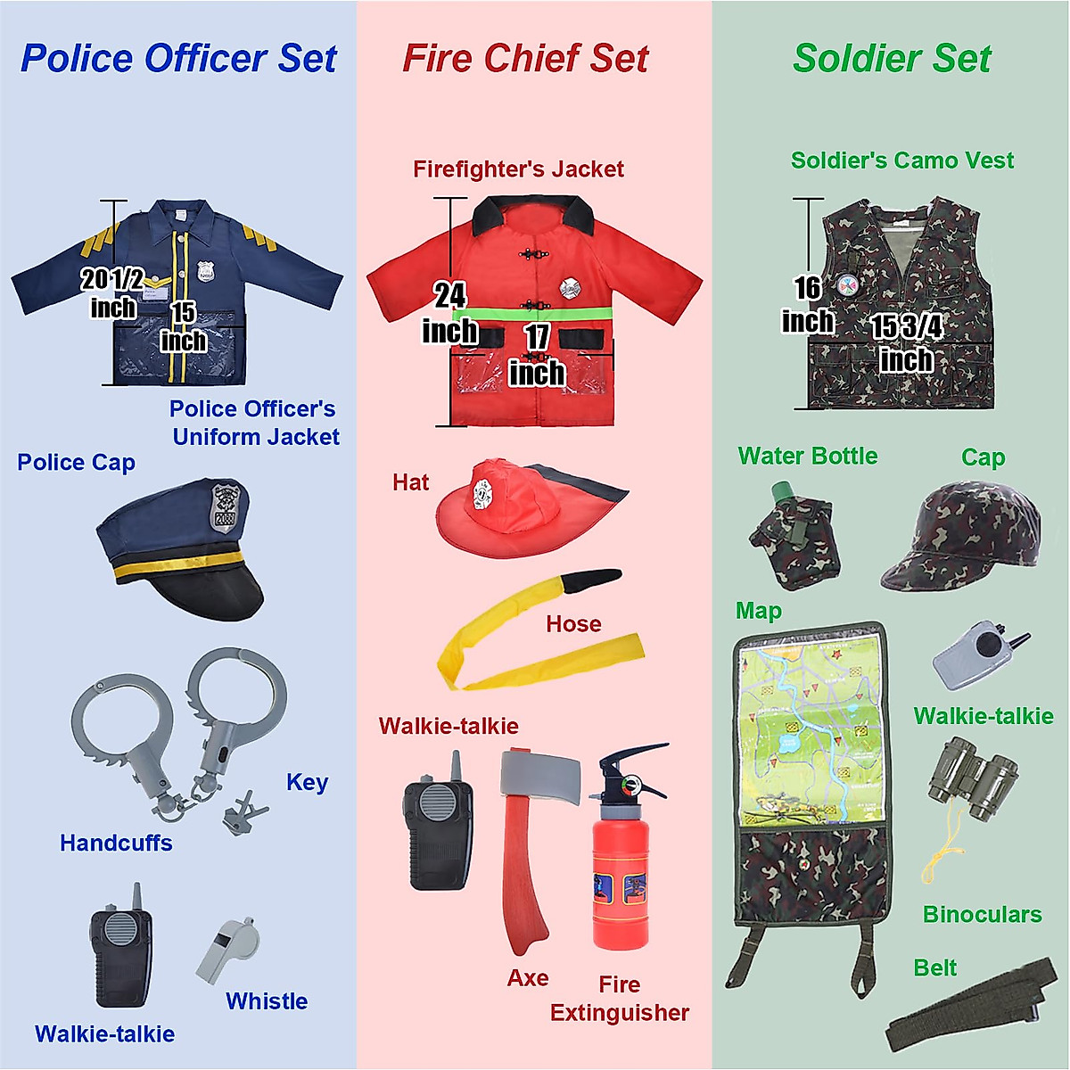 TopTie 6 Sets Kids Costumes with Storage Box, Dress Up Pretend Play Uniforms with Accessories Aged 3-7