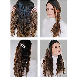 Alure 3 Barrel Hair Waver for Beachy/Frizz-Free Waves w/LCD Temperature Display - 1 Inch Ceramic Tourmaline Triple Barrels, Dual Voltage Crimping Tool