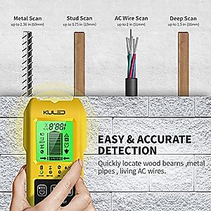 Stud Finder Wall Stud Detector 7 in 1 Electronic Wood Sensor Beam Finder Multifunctional Wall Scanner with Digital LCD Display & Sound Warning Moisture Meter Temperature Detection