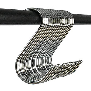 LQJ PRO S Closet Scrach 16 Pack Heavy Duty Length 3 15/16" Metal Rustproof Sturdy Versatile Hooks for, Hanging Jeans Pots Pans Kitchen Utensils from Wire Shelving or Pot Rack, Silver