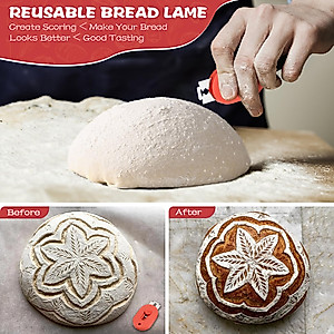 MGVK Bread Lame for Dough, Extractable & Magnetic Bread Lame Tool with 5PCS Blades for Artisan Bread, Essential Sourdough Bread Baking Supplies (Red)