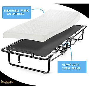 Roll Away Bed with Mattress for Adults Or Kids Heavy Duty - 4 Inch Memory Foam Mattress - Guest Bed Cot On Wheels - (Cot Size 31x75)