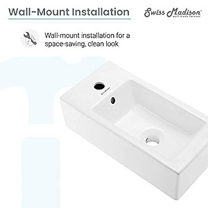 Swiss Madison Well Made Forever SM-WS315 Voltaire Wall Hung Sink, Glossy White