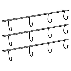 Tonxus Under Cabinet Coffee Mug Holder Rustic Cup Hook Iron Mug Storage Hanger Under Shelf Hanging Mug Organizer Rack for Mugs, Coffee Cups and Kitchen Utensils Display (Black)