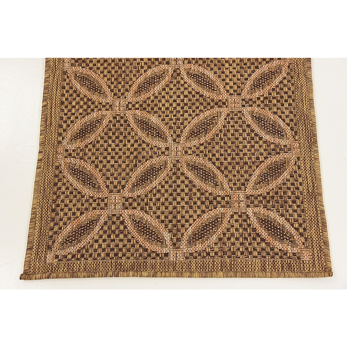 Unique Loom Outdoor Trellis Collection Area Rug - Spiral (2' 2" x 6' 1" Runner, Light Brown/ Brown)