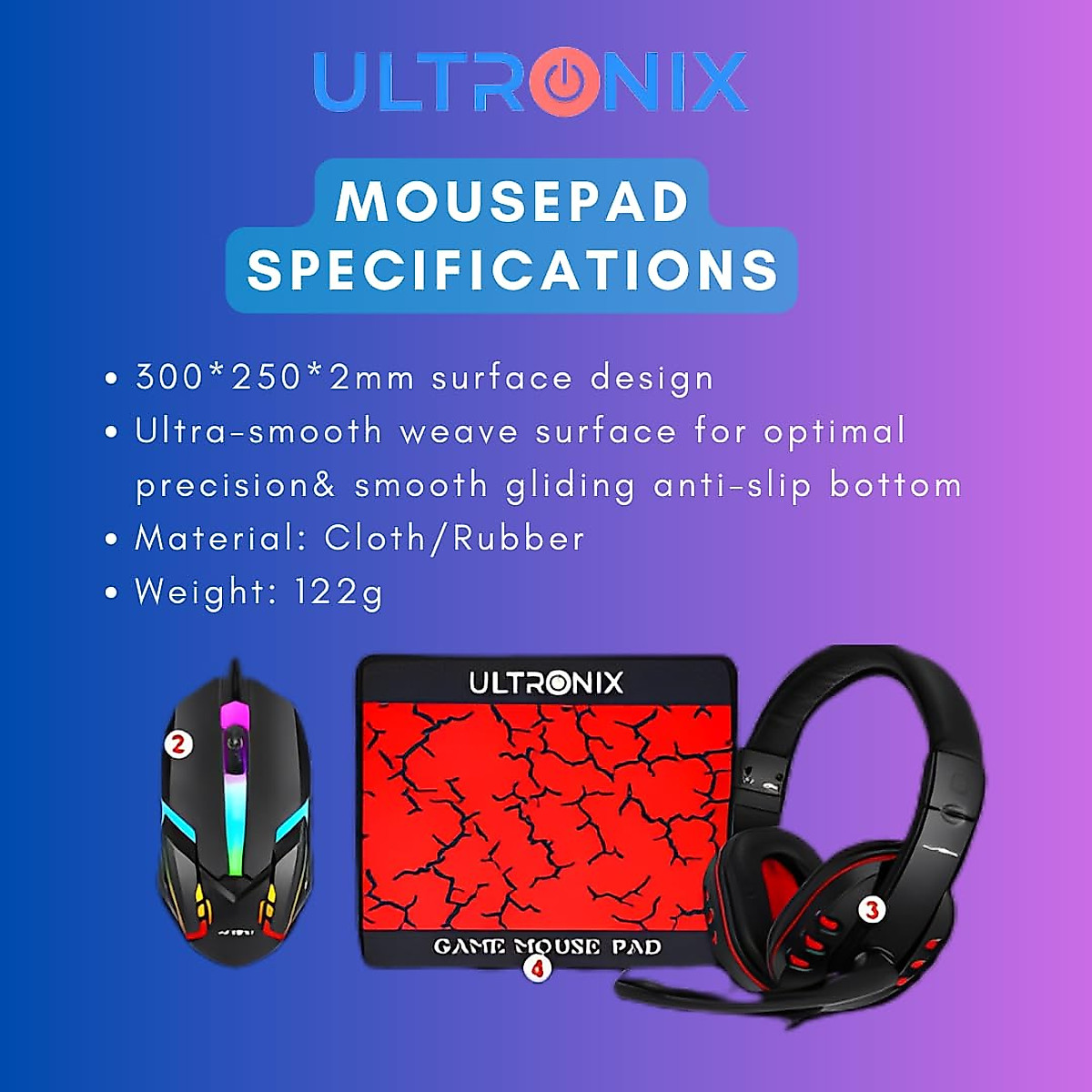 ULTRONIX Gaming Desktop, Intel Core I7 8TH GEN, Nvidia RTX2060, 32GB RAM, 256GB SSD, Keyboard, Gaming Mouse, Mouse Pad, Headset Combo, Win11 Pro