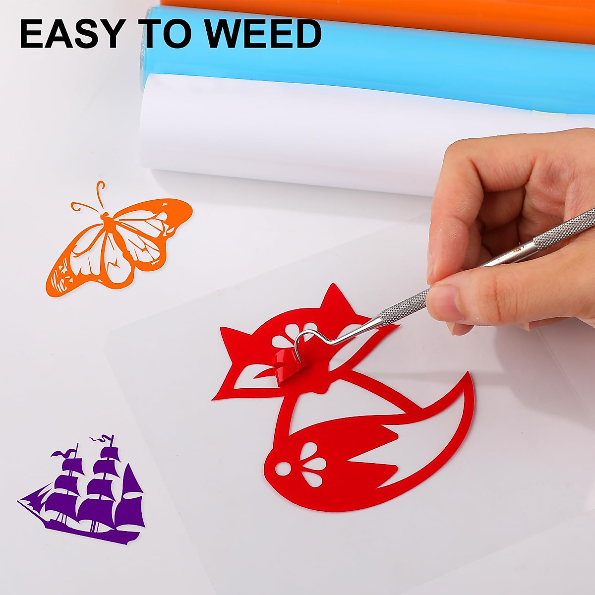 FURWEY Permanent Vinyl for Cricut-12 Pack 12 Inch by 5 Feet Permanent Vinyl Rolls, Adhesive Vinyl for Cutting Machines, Signs, Scrapbooking, Craft, Die Cutters