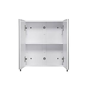 Croydex Dawley Double Door, Surface Mount Flexi-Fix Easy Hanging System Medicine Cabinet, 24 in (W) x 26 in (H), White Steel