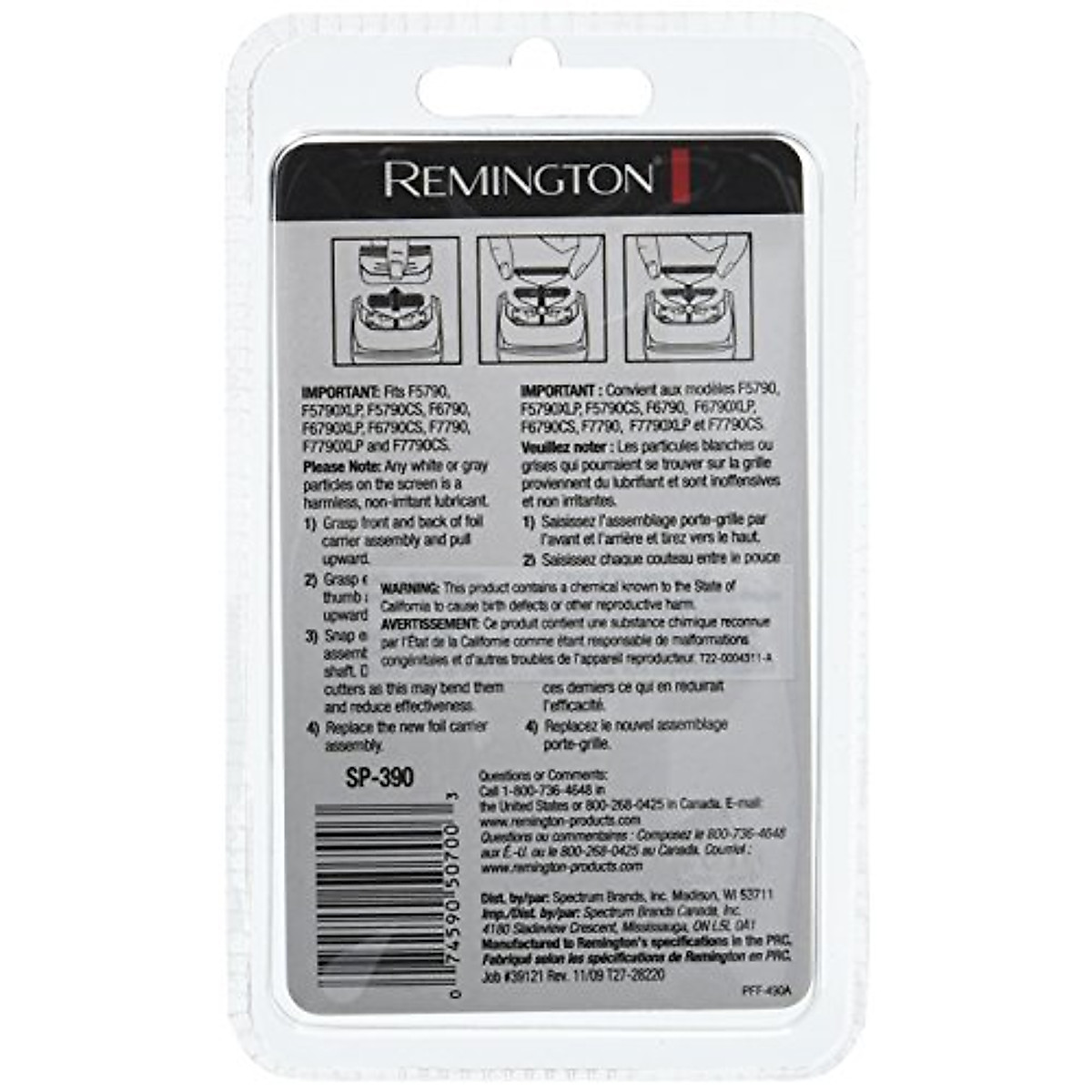 Remington SP390 Replacement Screen and Blades for Series 5 and 7 Foil Shavers, Silver