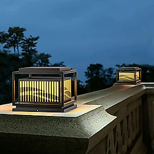 JSBDPHW Simple Style Metal Square Column Light LED Light Source Outdoor Waterproof Pillar Lamp Villa Courtyard Post Light Lawn Light Landscape Light