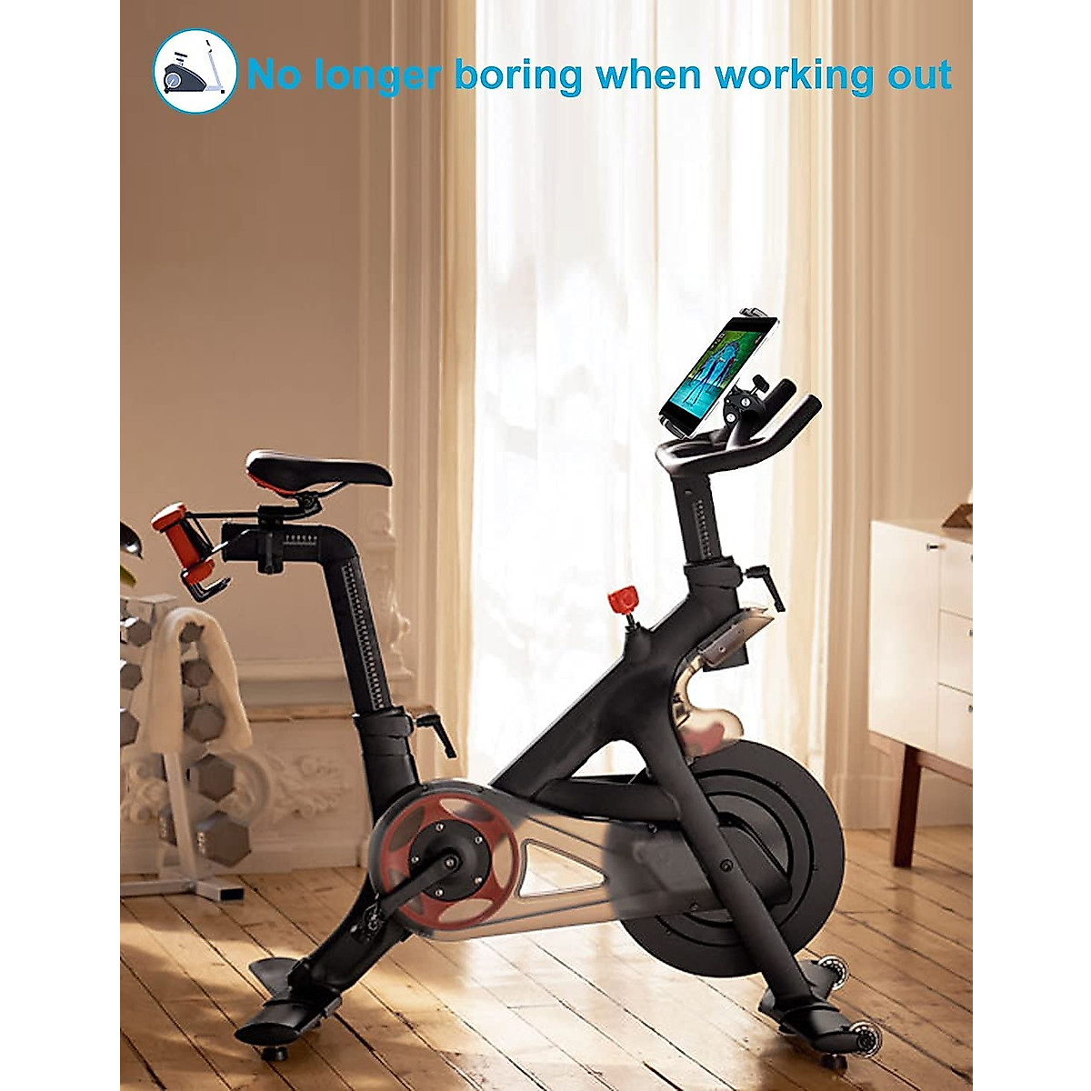 woleyi Spinning Bike Tablet Mount Holder, Indoor Stationary Exercise Bikes Tablet Clamp, Gym Treadmill Elliptical Tablet Stand for iPad Pro/Air/Mini, Galaxy Tab/Z Fold, iPhone and More 4.7-13" Devices