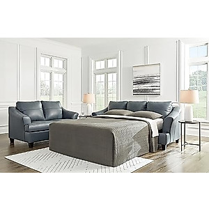 Signature Design by Ashley Genoa Sofa Sleeper, Queen Sofabed, 88"W x 38"D x 40"H, Blue Gray