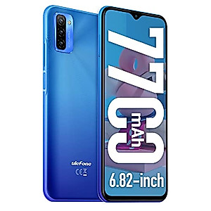 Ulefone Unlocked Smartphones Note 12P, 7700mAh High Capacity Battery, 6.82 inch HD+, 13MP + 2MP + 2MP, Dual Sim Phones Unlocked, Andorid 11 4GB+64GB ROM, Fingerprint Face Detection, T-Mobile - Blue