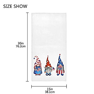Pfrewn Patriotic Gnomes Hand Towels 16x30 in American USA Flag Bath Towel Kitchen Dish Guest Towel Stars and Stripes Bathroom Towel Memorial Day 4th of July Decorations