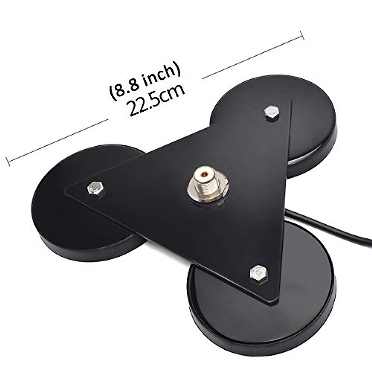 HYS Heavy Duty Mobile Car/Truck SO-239 8.8inch Triangle Magnet Mount Base W/5M(16.4ft) RG58 Coaxial Cable PL-259 Plug