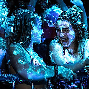 Atomic Bubbles: Tekno Bubbles - Blue 6 Pack - 4oz Bottles, UV Blacklight Glow Bubbles, Glow Parties, Indoor & Outdoor, Safe for Kids, Non-Toxic