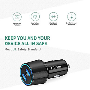 20W Dual USB C Fast Car Charger, Cluvox Type C Automobile Charger Compatible for iPhone 13/12 Pro/Max/Mini/14 Plus/11/X/XS/XR/8/Plus, Galaxy S21/S20, Pixel, iPad Pro Cigarette USB Charger Adapter