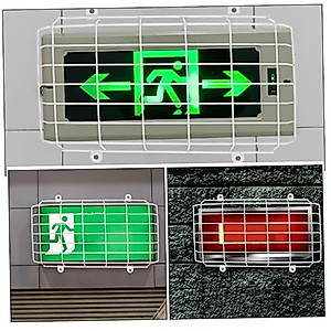 Mipcase 2pcs School Evacuation Sign Safety Sign Wire Guard Exit Sign Protective Cage LED Exit Sign Exit Light Protector Exit Sign Protective Guard Exit Sign Damage Stopper Iron White