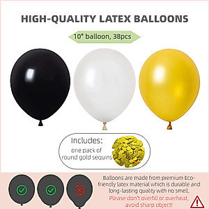 Balloon Column Kit Set of 2 With Confetti Balloons Included - with Base, and Pole,Balloon Tower Backdrop Decoration for Wedding, Baby Shower, Birthday Party, or Bachelorette Parties (Black Gold)