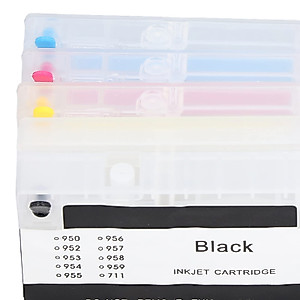 Fafeicy 4 Color Ink Cartridge, Ink Cartridge,4 Colors Refillable Ink Box Replacement Printer Accessories with Permanent for Priting, Rods (HP 711 BK/C/M/Y)
