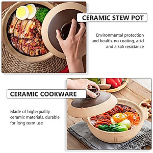 Ceramic Casserole Clay Earthenware Pot: Chinese Stew Pot Soup Pot Cooking Pot Stockpot with Lid Kitchen Cookware 1000ml