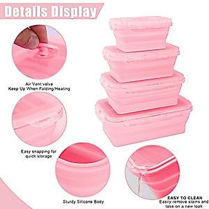 Collapsible Silicone Food Storage Containers with Lids,Set of 3 Silicone Lunch Box Containers,Foldable Meal Prep Container for Kitchen,Microwave & Dishwasher & Freezer Safe,BPA Free