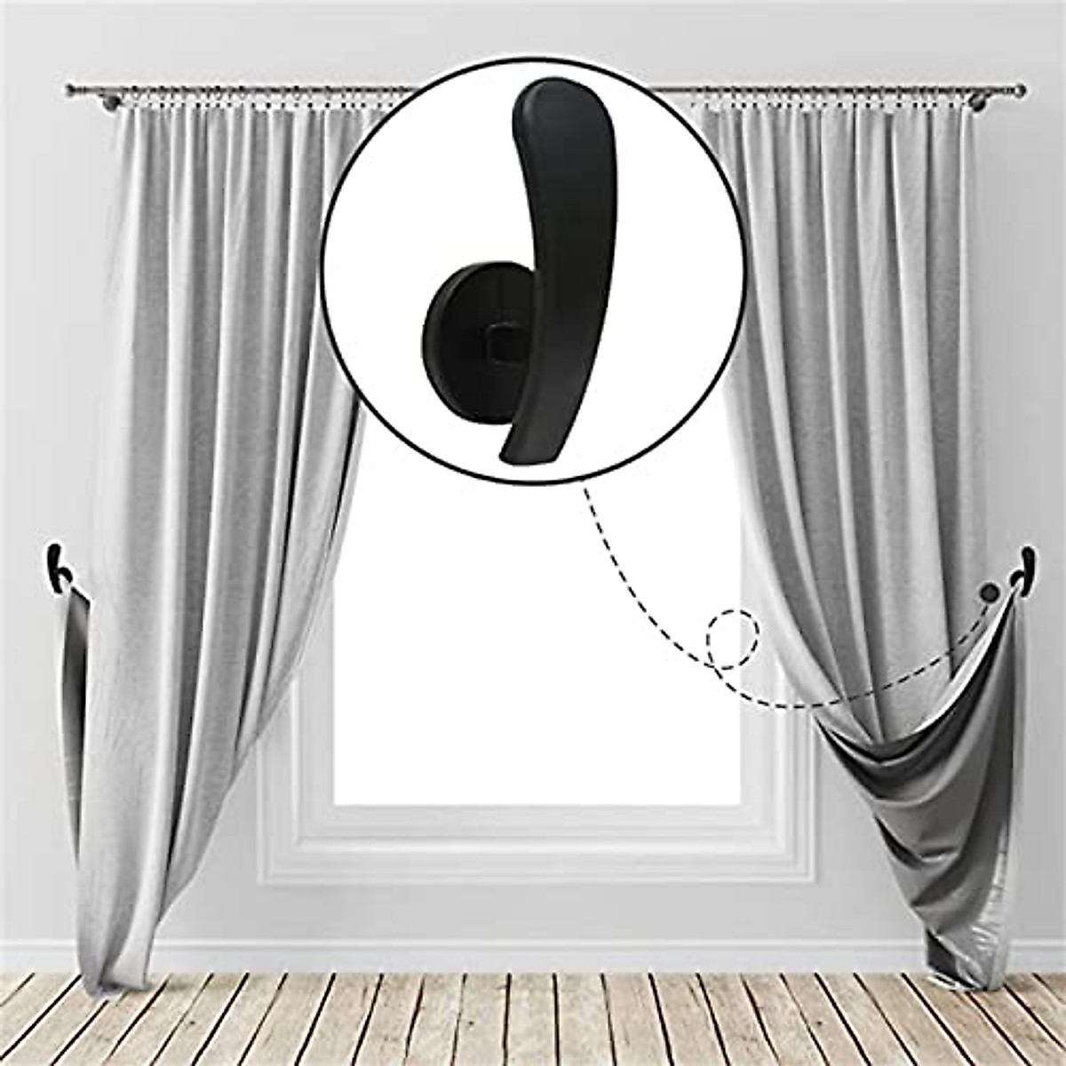 Curtain Holdbacks Wall Mounted Window Bathroom Curtain Tieback Drapery Holder Hook for Home-Kitchen Decoration Shower Curtain Holder for Clear Stick On No Screw Wall Mounted Door