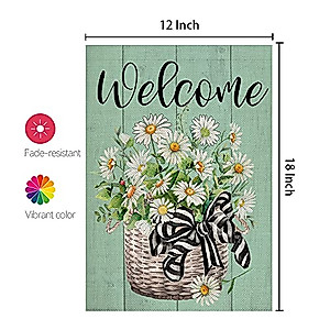 CROWNED BEAUTY Spring Garden Flag Floral 12x18 Inch Double Sided for Outside Chamomile Welcome Burlap Small Yard Holiday Decoration CF746-12