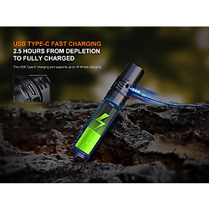 Fenix PD36R V2.0 1700 Lumen Rechargeable Flashlight, USB-C Tactical Duty Light with Battery, and LumenTac Organizer
