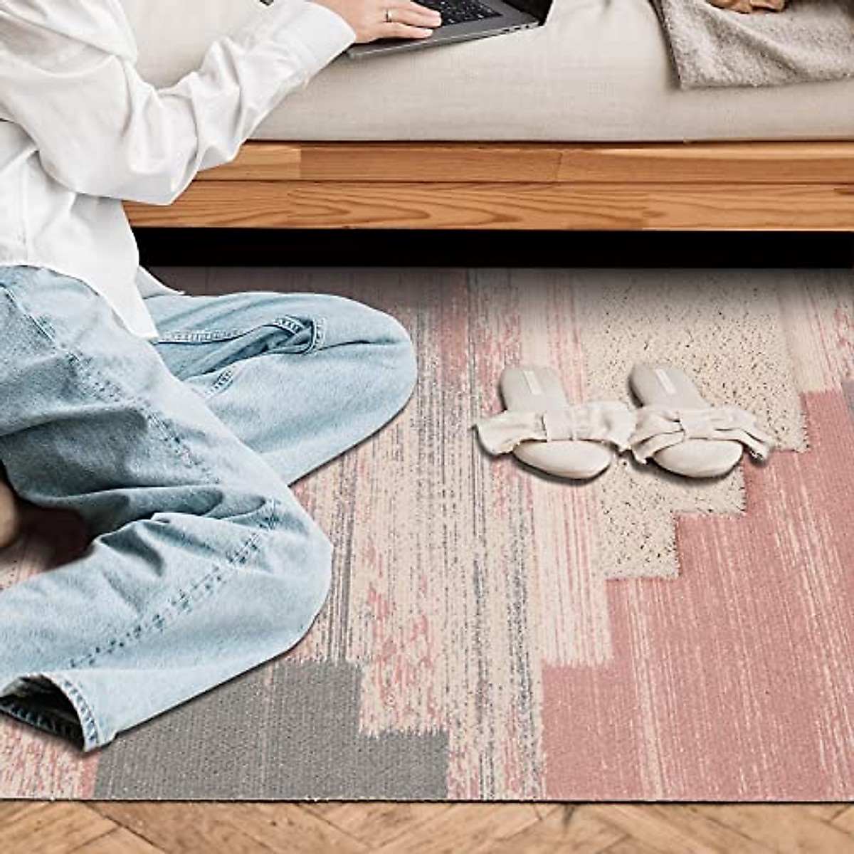 HiiARug Tufted Cotton Area Rug 2'x3' Hand Woven Cotton Rugs with Tassel Boho Area Runner Rugs Throw Rugs for Living Room,Hallway, Entryway, Bathroom,Laundry Room