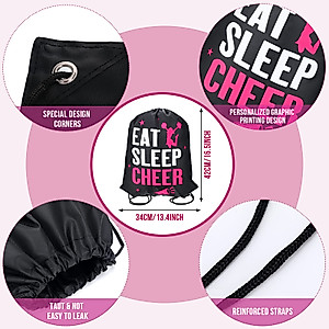 Eccliy 10 Pcs Cheerleaders Drawstring Backpack Bulk Cheer Drawstring Gym Bags Eat Sleep Cheer Gift Bags for Youth Sport Team(Popular Pattern)