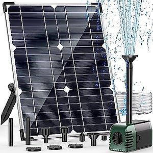 Antfraer Solar Water Pump, 20W Solar Water Fountain Pump 320GPH+ Flow Adjustable with 16.5FT Cord, 7 Nozzles Solar Fountain Pump for Pond Fish Pond Garden Waterfall Pool Hydroponics DIY Water Features
