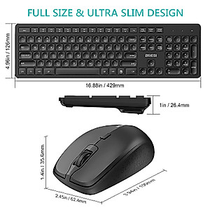 Wireless Keyboard Mouse Combo, BreSii Wireless Keyboard and Mouse Computer Keyboards Mouse Full-size Silent Slim 2.4GHz USB For kids E-Learning PC Desktop Computers Notebook Laptop Windows Office Home