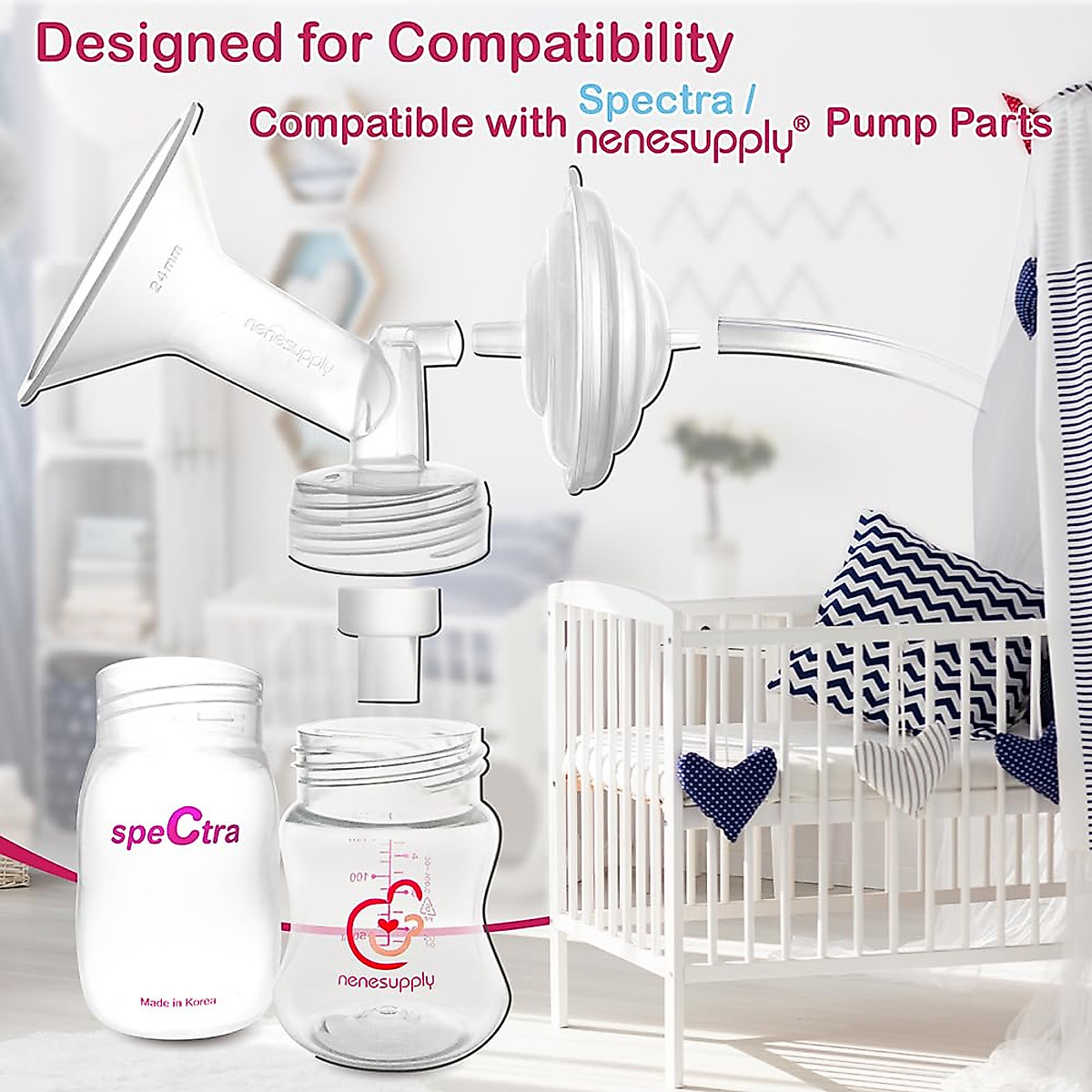 Nenesupply 21mm Flanges 2pc Compatible with Spectra S1 S2 Synergy Gold Motif Luna Breastpumps Replacement to Spectra Pump Parts and Spectra Flange 21mm Replace S2 Parts and Accessories Clear