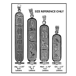 Discoveries Egyptian Imports Made in Egypt - Personalized Sterling Silver Cartouche Necklace - 1-Sided Custom Pendant Handmade in Egypt - Size: Large