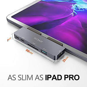 7-in-1 USB C Hub Adapter Multiport, with 4K HDMI, USB C PD Fast Charging and SD - Dongle Compatible with iPad Pro 2020 2018,iPad Air4, MacBook Pro / Air and More