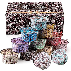 Gift Package Scented Candles Lemon, Fig, Lavender, Spring Fresh,Rose ，Jasmine，Vanilla，Bergamot，Strawberry, Peppermint, Rosemary, Gardenia Natural Soy Wax Portable Travel Tin Candle,Set of 12