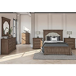 Steve Silver Highland Park Driftwood Gray Wood Upholstered Panel King Bed