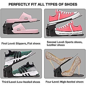 ZXY-NAN 10Pcs Shoe Slots Organizer Adjustable Shoe Stacker Double Deck Shoe Rack Holder Compatible with Closet Organization Home Yoga Studio Home Organization