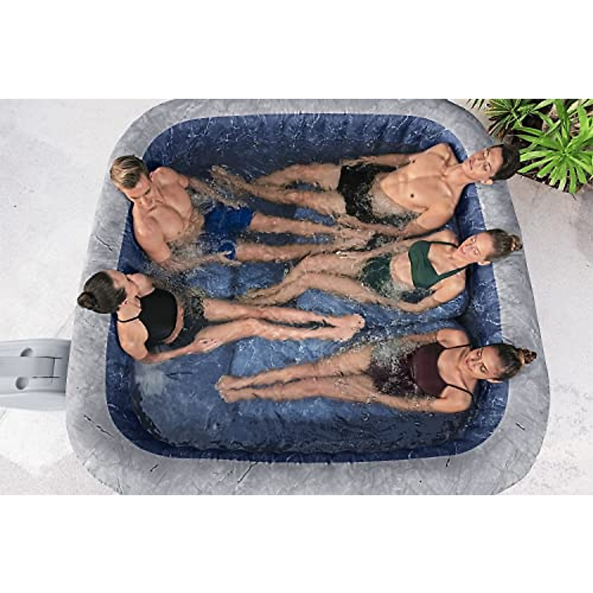 Bestway SaluSpa San Francisco HydroJet Pro Inflatable Hot Tub Spa | Large, Square Portable Hot Tub with Cover | Features Filtered Heated Water System and 180 Jets | Fits 5-7 People