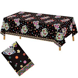 Hxezoc 3 Pack Day of The Dead Tablecloths, Disposable Plastic Skull Party Table Cover for Dia De Los Muertos Party Mexican Festival Holiday Party Decorations Outdoor Indoor Party Supplies