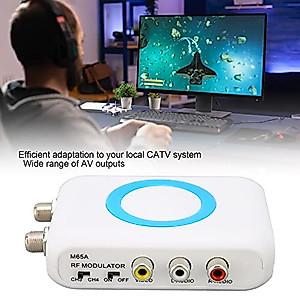 RCA to RF Modulator, Composite AV to Coax Coaxial VHF Demodulator Converter for CATV System, RF Coaxial Converter Supports for NTSC TV Format Output