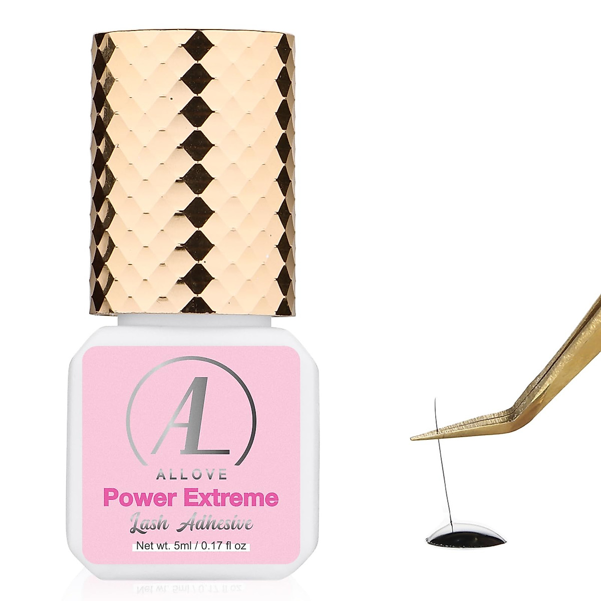 ALLOVE Eyelash Extension Glue for Lash Extensions 1-2s Drying Time Lash Extension Glue Retention up to 7-8 Weeks Power Extreme Waterproof Lash Glue for Eyelash Extensions Professional Use Only