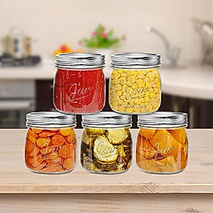 Lyellfe 12 Pack Wide Mouth Mason Jar, 16 Oz Glass Canning Jars with Airtight Lids, Food Safe Jam Jar, Mason Spice Jar for Honey, Jelly, Wedding Favors, Lead-free,Dishwasher Safe