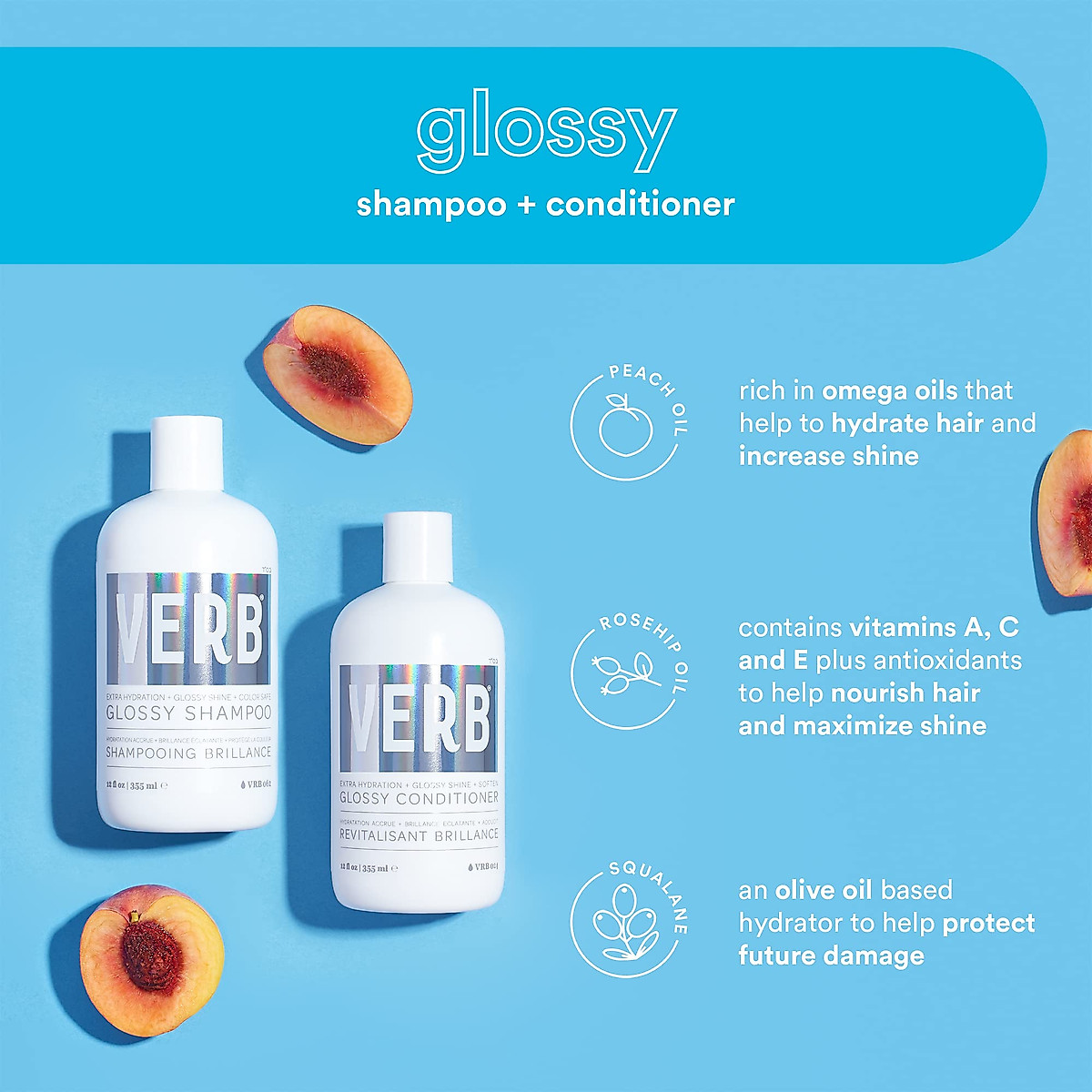 VERB Glossy Conditioner - Vegan Moisturizing Conditioner - Free of Harmful Sulfates, Paraben, Gluten - Adds High Shine and Nourishes Dull or Damaged Hair, 12 fl oz