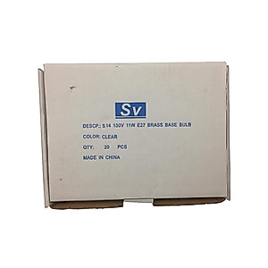 Sival - 11S14 Sign Light Bulb (S14), 11 Watts, Clear, Pack of 20, Commercial-Grade, 5,000 Hours