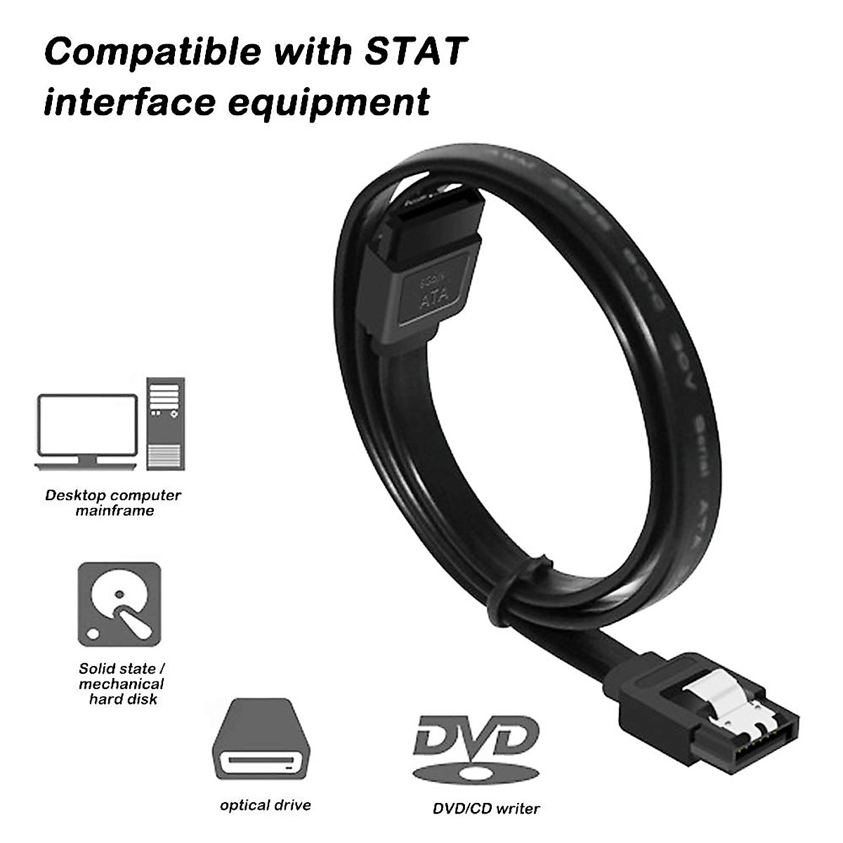 DaKuan Set of 12, Straight and 90 Degree Right-Angle SATA III Cable 6.0 Gbps with Locking Latch, SATA III Cable (6X Black, 6X Blue)