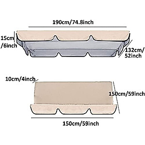 BTURYT Waterproof Garden Seater Sun Shade Porch Hammock Patio Swing Cover,Outdoor Swing Canopy Replacement Cover & Swing Cushion Cover-(top Cover + Chair Cover)