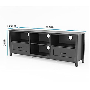 Black TV Stand for 80 75 70 65 60 Inch TV, Black Entertainment Center with Storage, Long Tall TV Stands for Living Room 75 Inch Black, 65 70 75 80 TV Stand with Storage for 65+ 75+ Inch TV for Bedroom